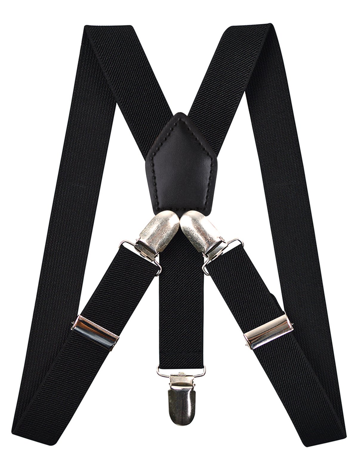 Alizeal 2.5cm Elastic 3 Clip Suspender and Bow Tie Set with Hat for Kids, Black