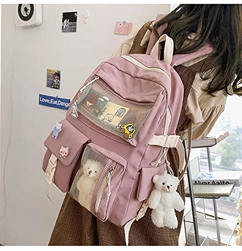 Dearsee Kawaii Backpack with Pins and Accessories, Cute Aesthetic Backpack Aesthetic