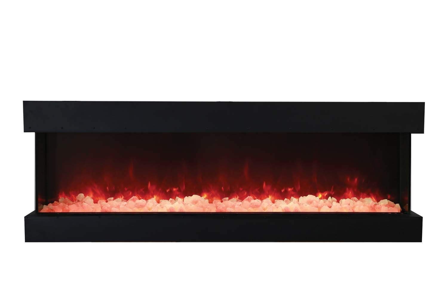 Amantii 72-TRU-View-XL 3 Sided Electric Fireplace 72 Inch, 3-Sided Glass Fireplace Heater w/Remote Control & 8H Timer, Thermostat, Black, Adjustable Brightness, Realistic Flame Effects