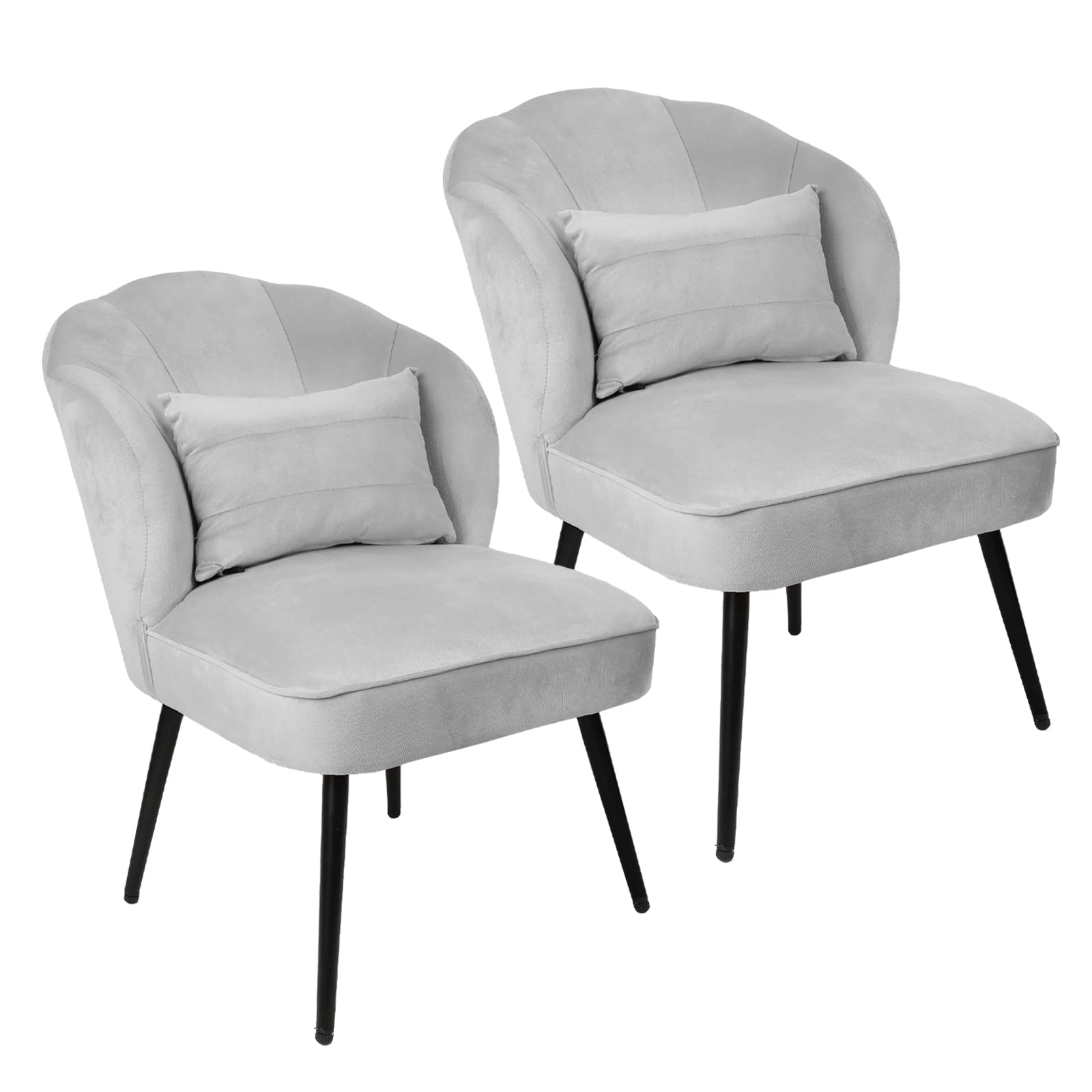 DEARYOU Grey Velvet Chairs Set of 2,Dinning Accent Upholstered Chair for Dining Room,Modern Living Room Chairs for Living Room,Vanity Chair for Bedroom(Grey, 2pcs)