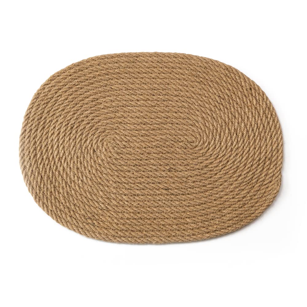 Aiminjey Large Oval Woven Placemats, 16 x 12 Inch 1 Pack Natural Jute Kitchen Dinning Table Mats, Rustic Boho Heat Resistant
