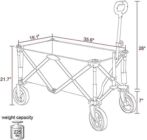 PORTAL Collapsible Folding Utility Wagon Cart Heavy Duty Foldable Outdoor Garden Camping Cart with Removable Fabric, Grey/Blue