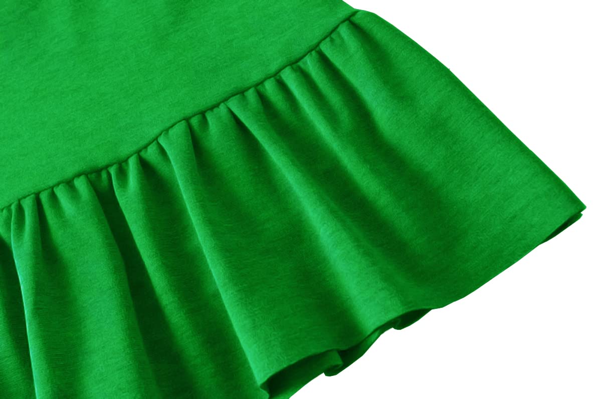 Afibi Women Stretchy Flared Ruffle Layered Mini Tennis Skater Skirts with Short (Small, Green)