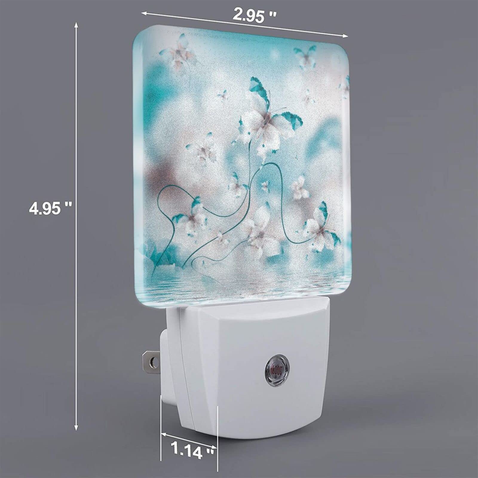 Avulzgd Teal Butterfly Night Light Plug in Wall Decorative Led Nightlight with Auto Dusk to Dawn Sensor Lamp for Kids Bedroom Room Nursery Hallway Kitchen Decor