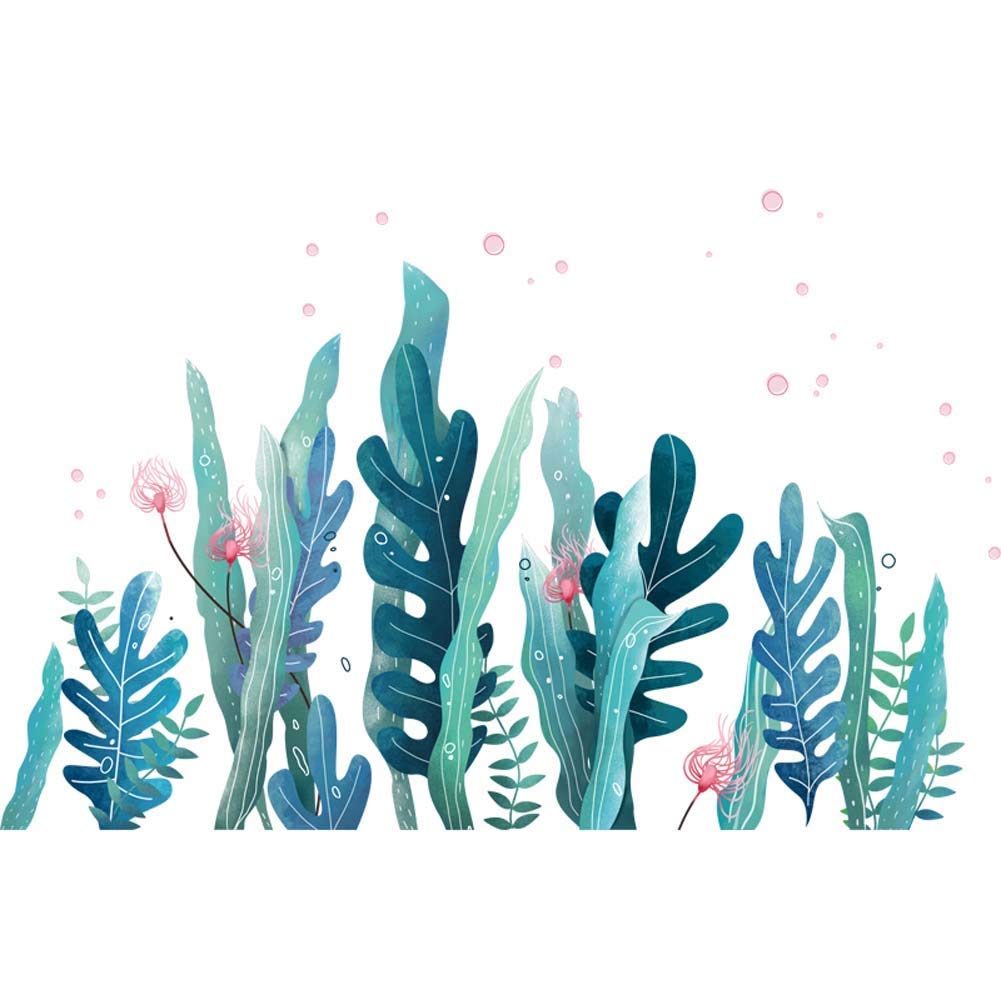 Amaonm Creative Cartoon Removable 3D Under The Sea World Nature Scenery Wall Stickers Ocean Grass Colorful Seaweed Baseboard Wall Decal for Wall Corner Nursery Room Bathroom Living Room (Grass)