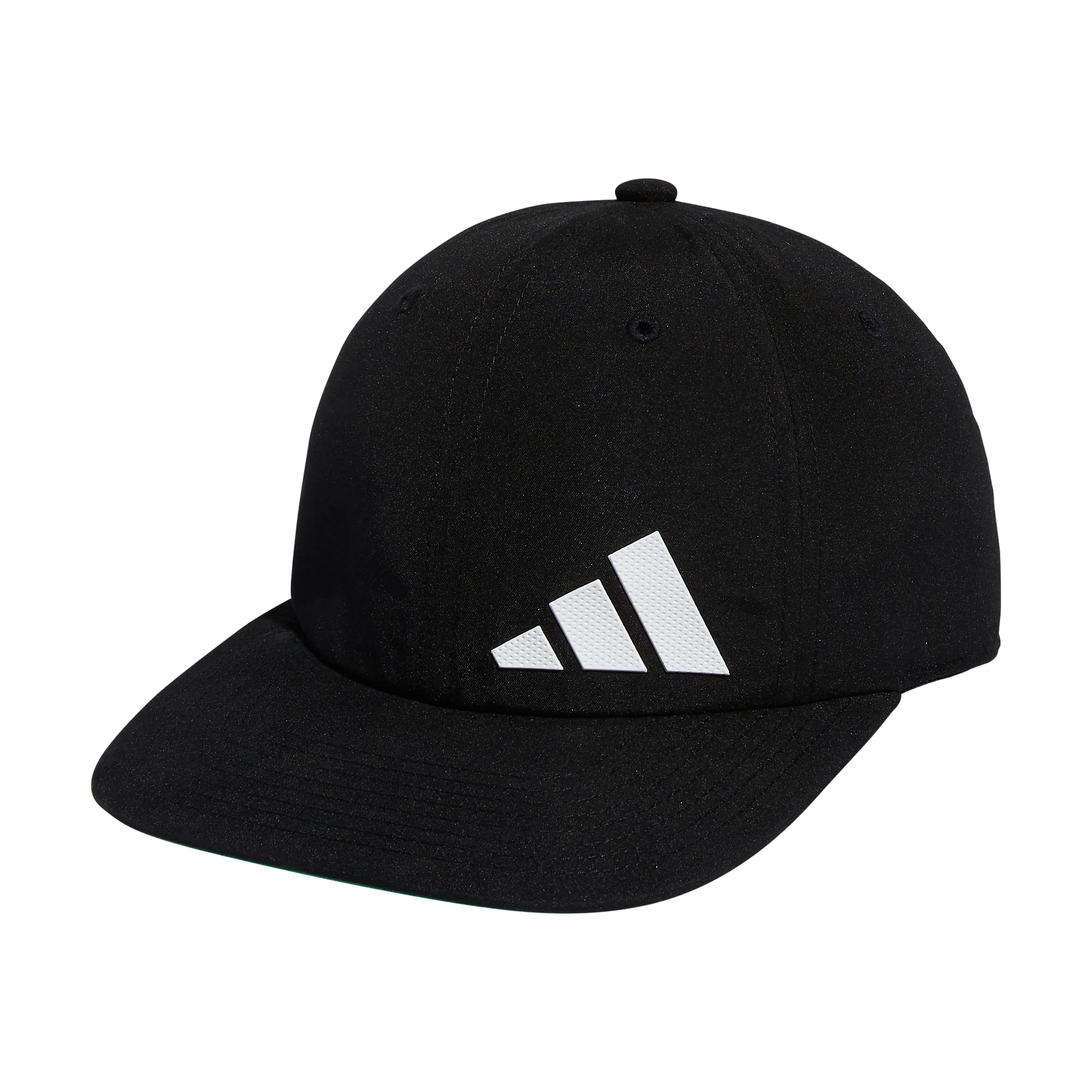 adidas Men's Offset 3-bar Snapback Relaxed Fit Medium Crown Slight Precurve Brim Adjustable Hat, Black/White, One Size