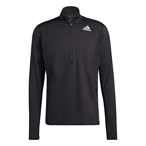 adidas Men's Own The Run Half-Zip Long Sleeve Tee, Black, X-Large