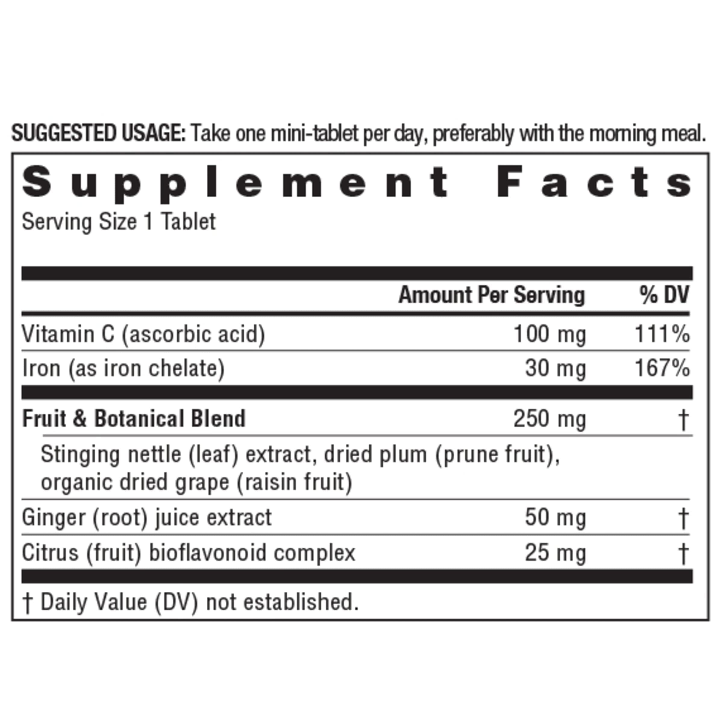 Rainbow Light - Complete Iron Mini-Tabs, Gently Encourages Healthy Iron Levels by Promoting Iron Absorption with Ferractiv Iron, Vitamin C and Ginger, Vegan, Gluten-Free, Non-Constipating, 60 Tablets