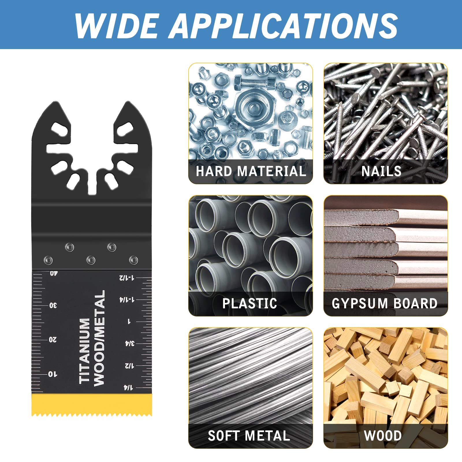 AIFICUT 100pcs Oscillating Saw Blades Universal Wood Multitool Blades Quick Release Oscillating Tool Blades Kits Fit Porter Cable Black & Decker Rockwell Ridgid Ryobi Milwaukee Chicago Craftsman