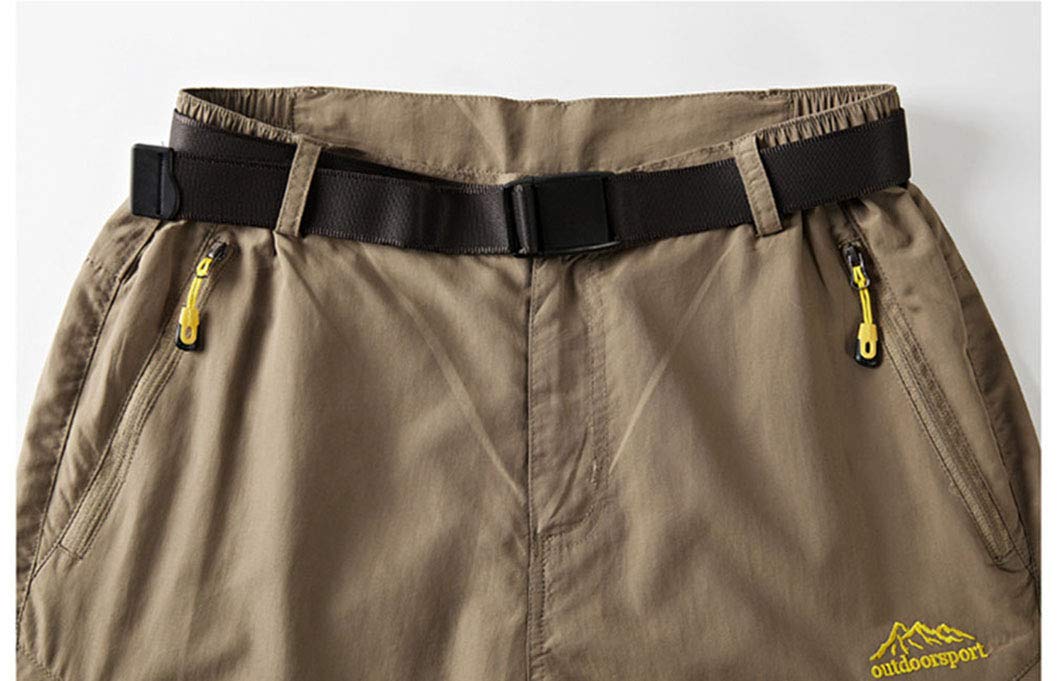 Amoystyle Men's Water-Repellent Quick Dry Convertible Hiking Pants Khaki Asian 7XL