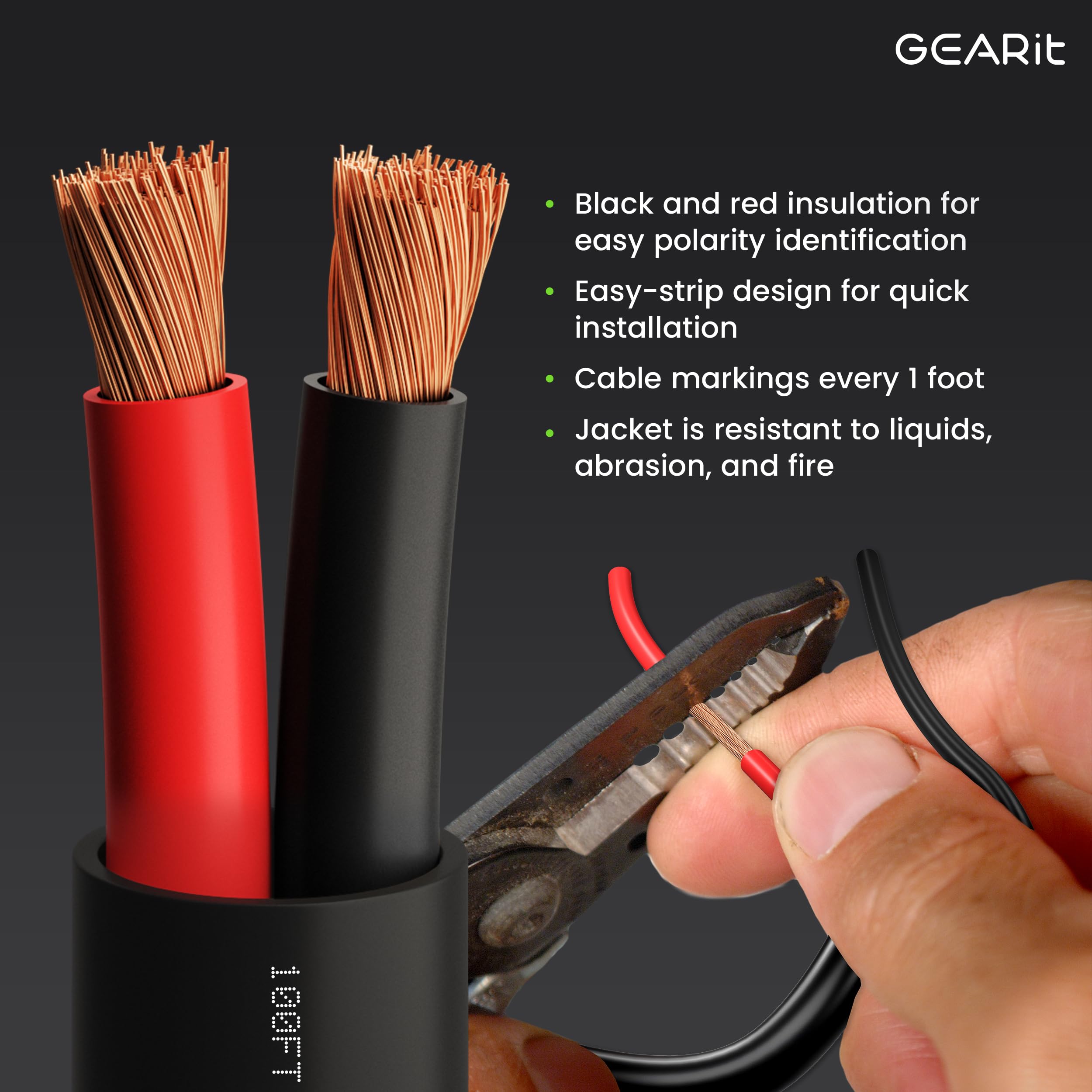 GearIT 14/2 Speaker Wire (100 Feet) 14AWG Gauge - Outdoor Direct Burial in Ground/in Wall / CL3 CL2 Rated / 2 Conductors - OFC Oxygen-Free Copper, Black 100ft