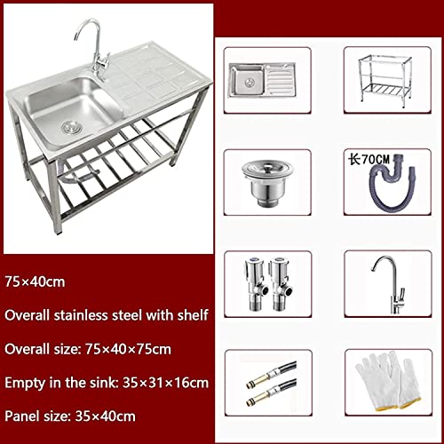 LANADO Dishwashing with bracket, stainless steel sink countertop, integrated kitchen sink, integrated cabinet, simple vegetable basin with bracket