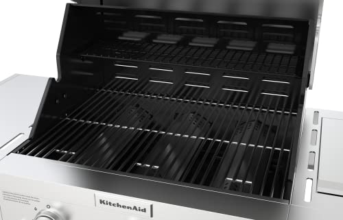 KitchenAid 3-Burner 51,000 BTU Stainless Steel Propane Gas Grill with Infrared Side Burner and Cabinet