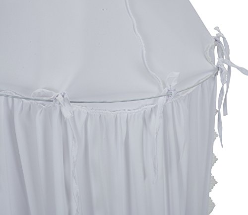 Kids Bed Canopy with Pom Pom Hanging Net for Baby Crib Nook Castle Game Tent Nursery Play Room Decor,White