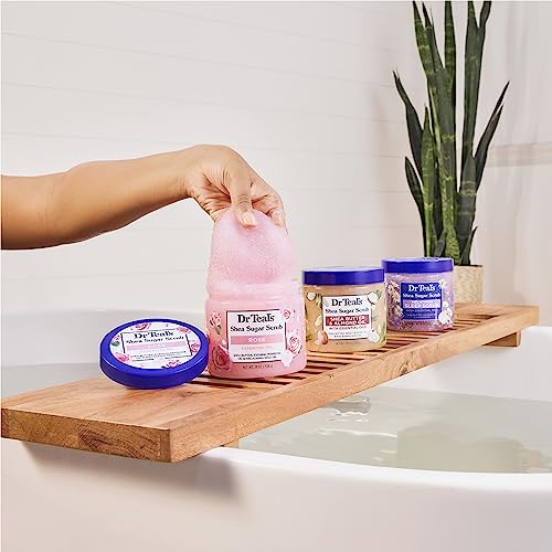 Dr Teal's Shea Sugar Body Scrub, Shea Butter with Almond Oil & Essential Oils, 19 oz (Pack of 3) (Packaging May Vary)