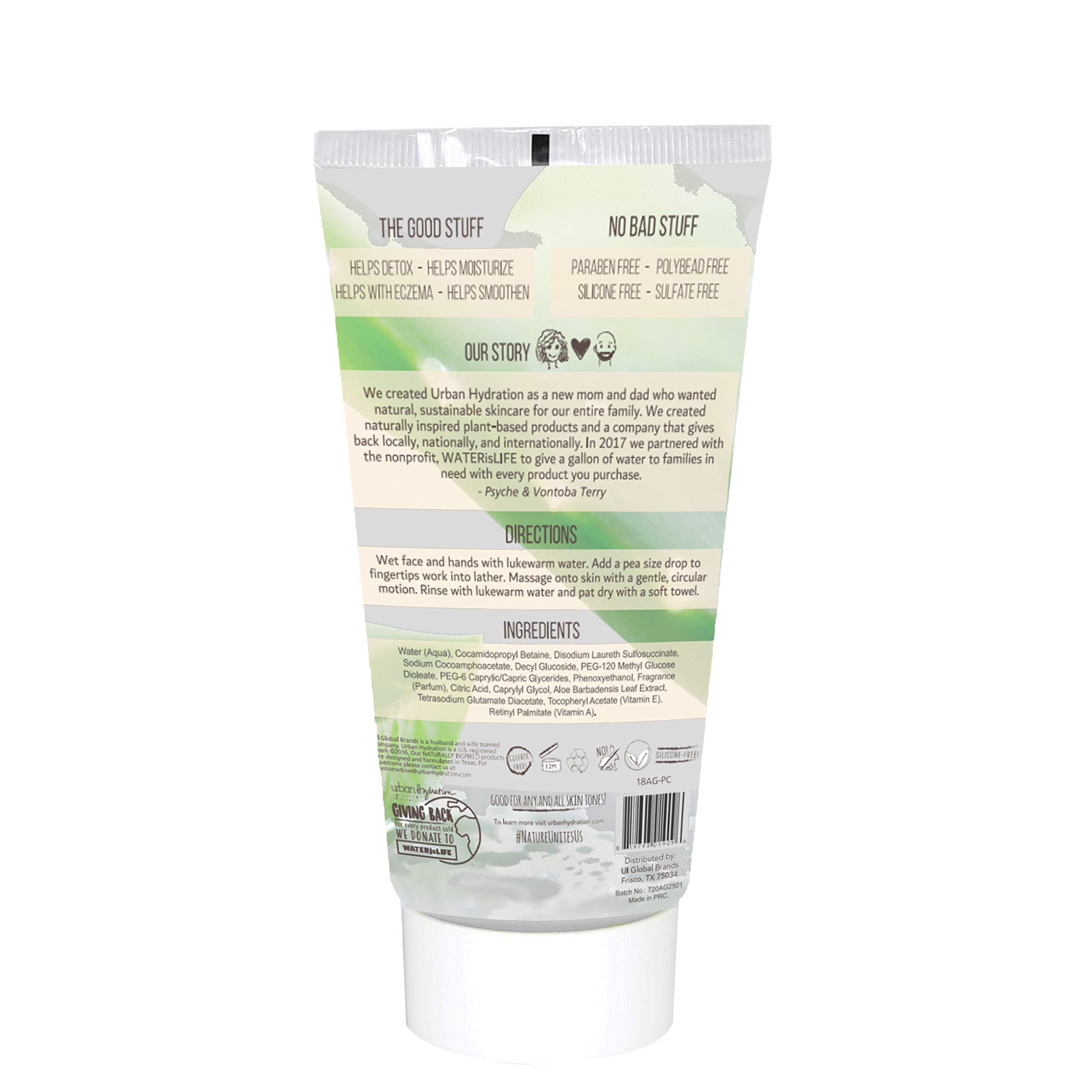 Urban Hydration Bright & Balanced Aloe Vera Leaf Face Wash | Gentle, Hydrates, Detoxes, Fights Acne, Anti-Aging Benefits For All Skin Types, Leaves Skin Moisturized and Smooth | 6 Fl Ounce