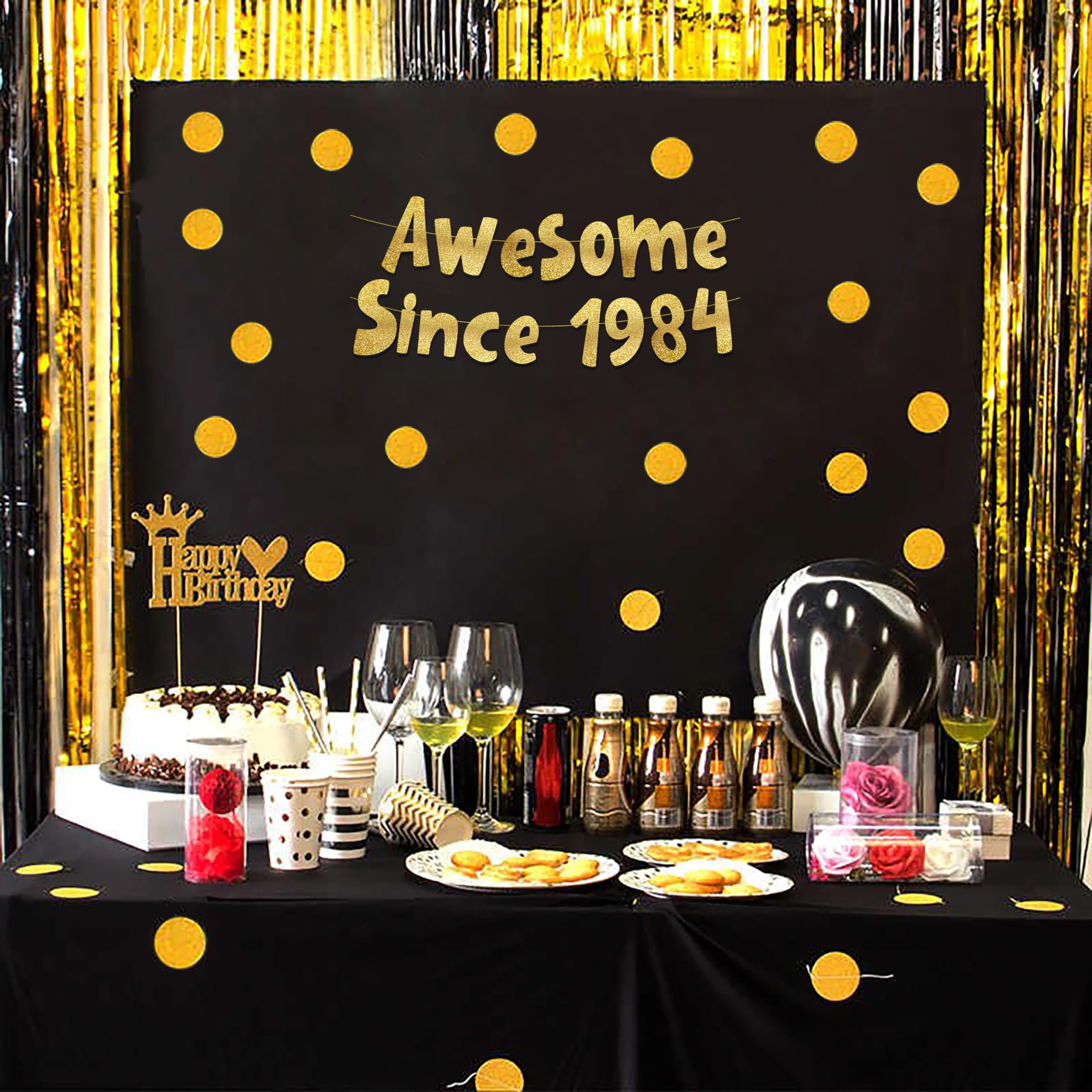 Awesome Since 1984 Gold Glitter Banner - 40th Birthday and Anniversary Party Decorations