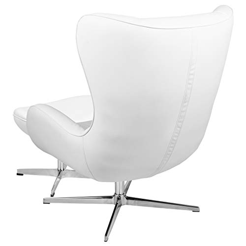 Flash Furniture White LeatherSoft Swivel Wing Chair and Ottoman Set