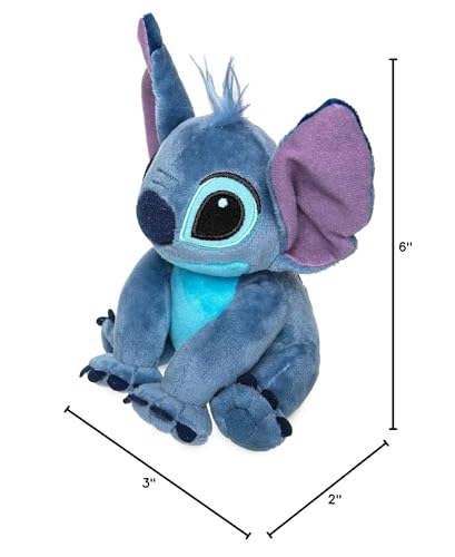 Disney Stitch Plush - 6 inch Mini Bean Bag, Lilo and Stitch, Cuddly Alien Soft Toy with Big Floppy Ears and Fuzzy Texture, Suitable for All Ages 0+ Toy Figure