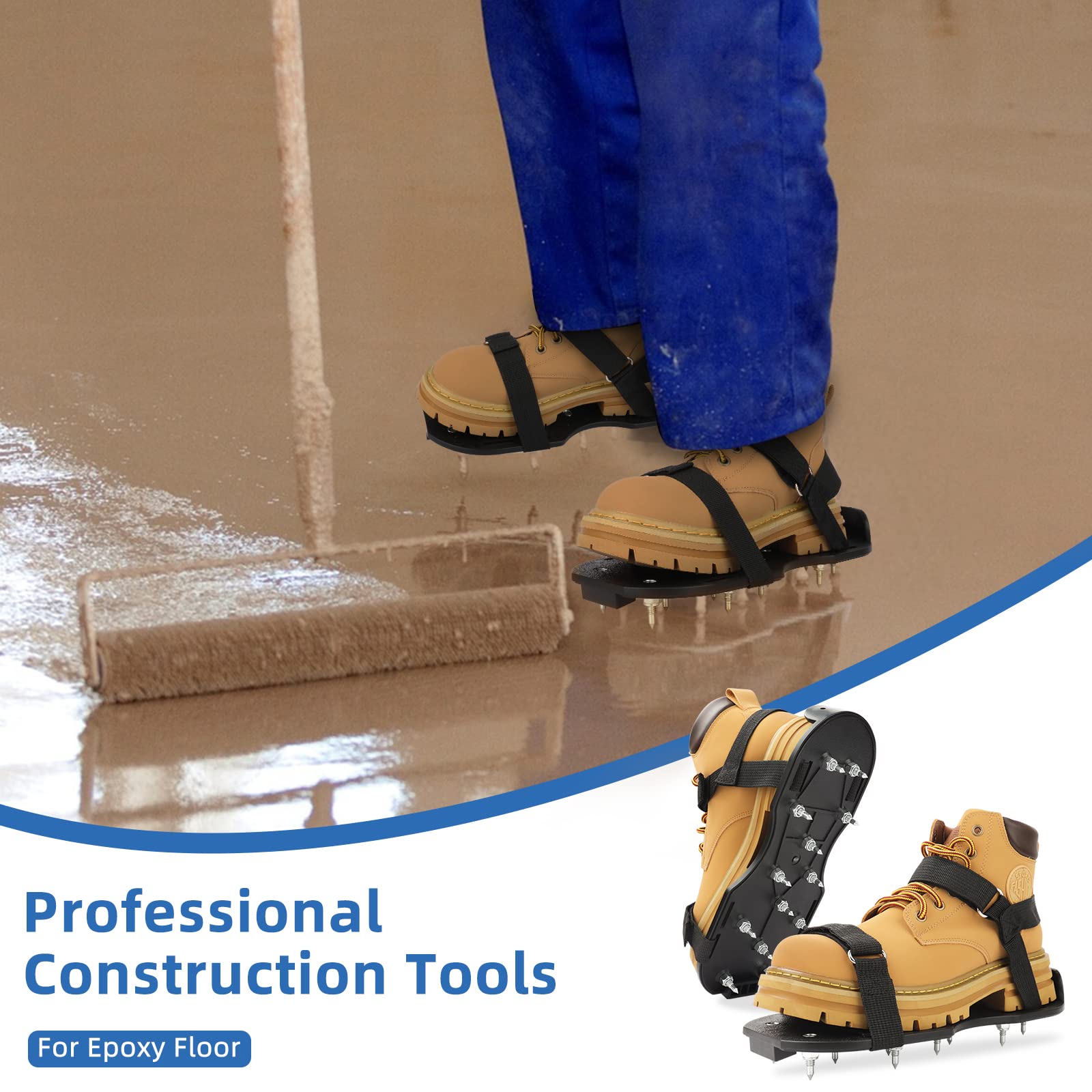 Awiivee Epoxy Floor Spiked Shoes-Gunite Spiked Shoes for Epoxy Floor Coating with Adjustable Widen Straps, Full Assembled Perfect for Epoxy Garage Floors, Overlays, Cover Installation