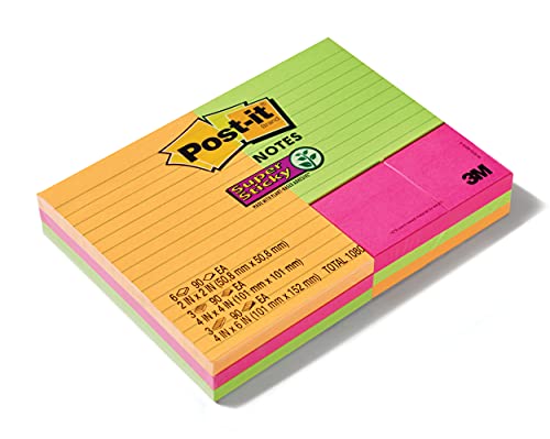 Post-it Super Sticky Notes Combo Pack Assorted Sizes Rio Collection