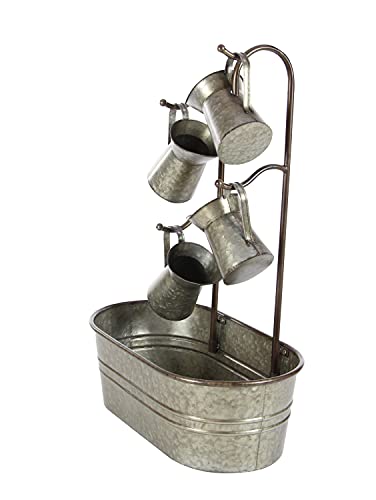 Deco 79 Metal Fountain with Watering Cans, 24" x 13" x 34", Gray