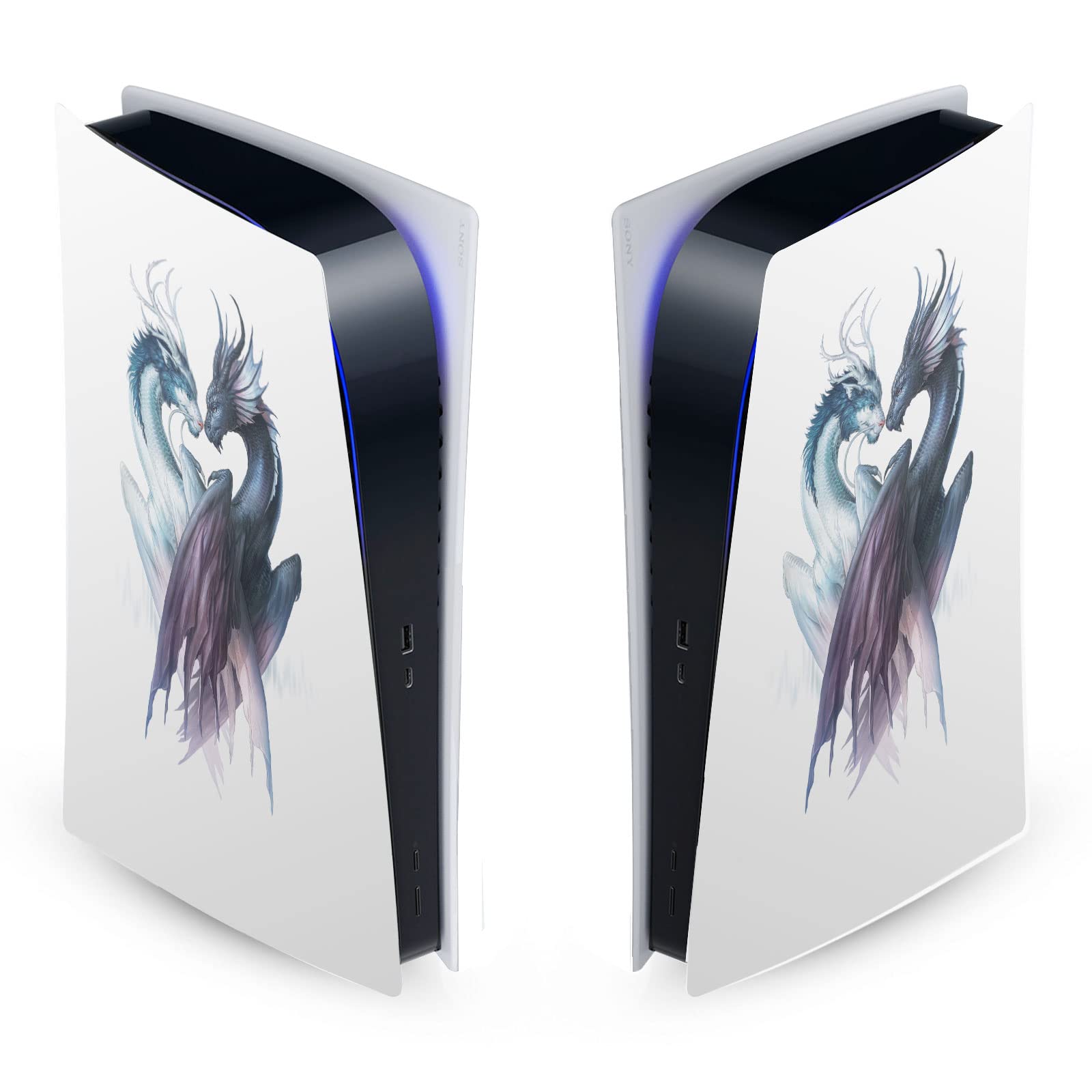 Yin and Yang Dragons Art Mix Matte Vinyl Faceplate Sticker Gaming Skin Case Cover Compatible with Sony Playstation 5 PS5 Digital Edition Console