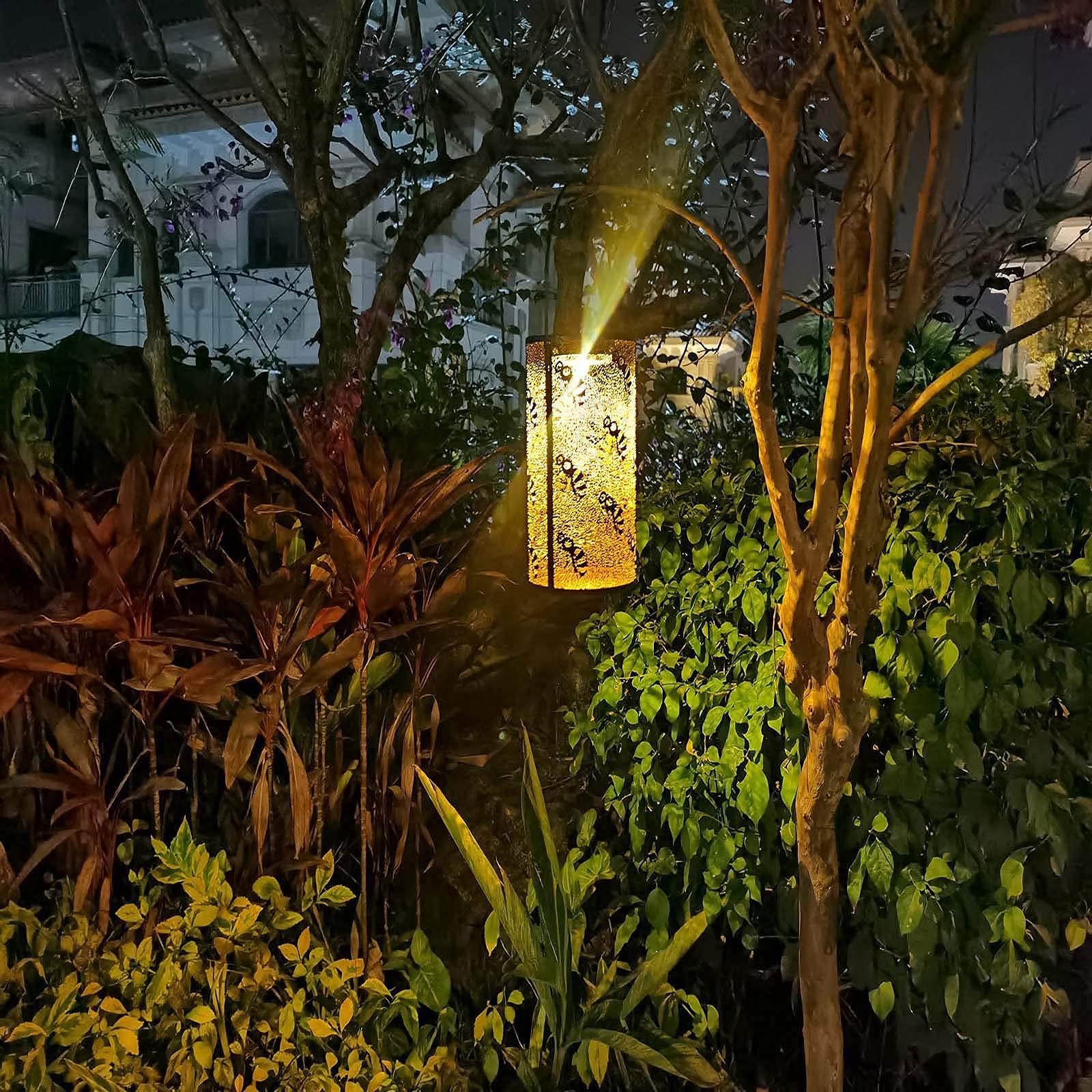 FLJZCZM Solar Lanterns Lights Outdoor Lantern Hanging Garden Metal Retro Light Battery Table Lamp Decorative Yard Camping Waterproof Yellow