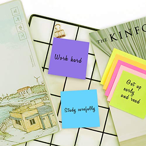 Pop Up Sticky Notes 3x3, 6 Color Bright Colorful Sticky Pad, 6 Pads/Pack, 100 Sheets/Pad, Self-Sticky Note Pads (Yellow, Green, Blue, Orange, Purple, Rose)