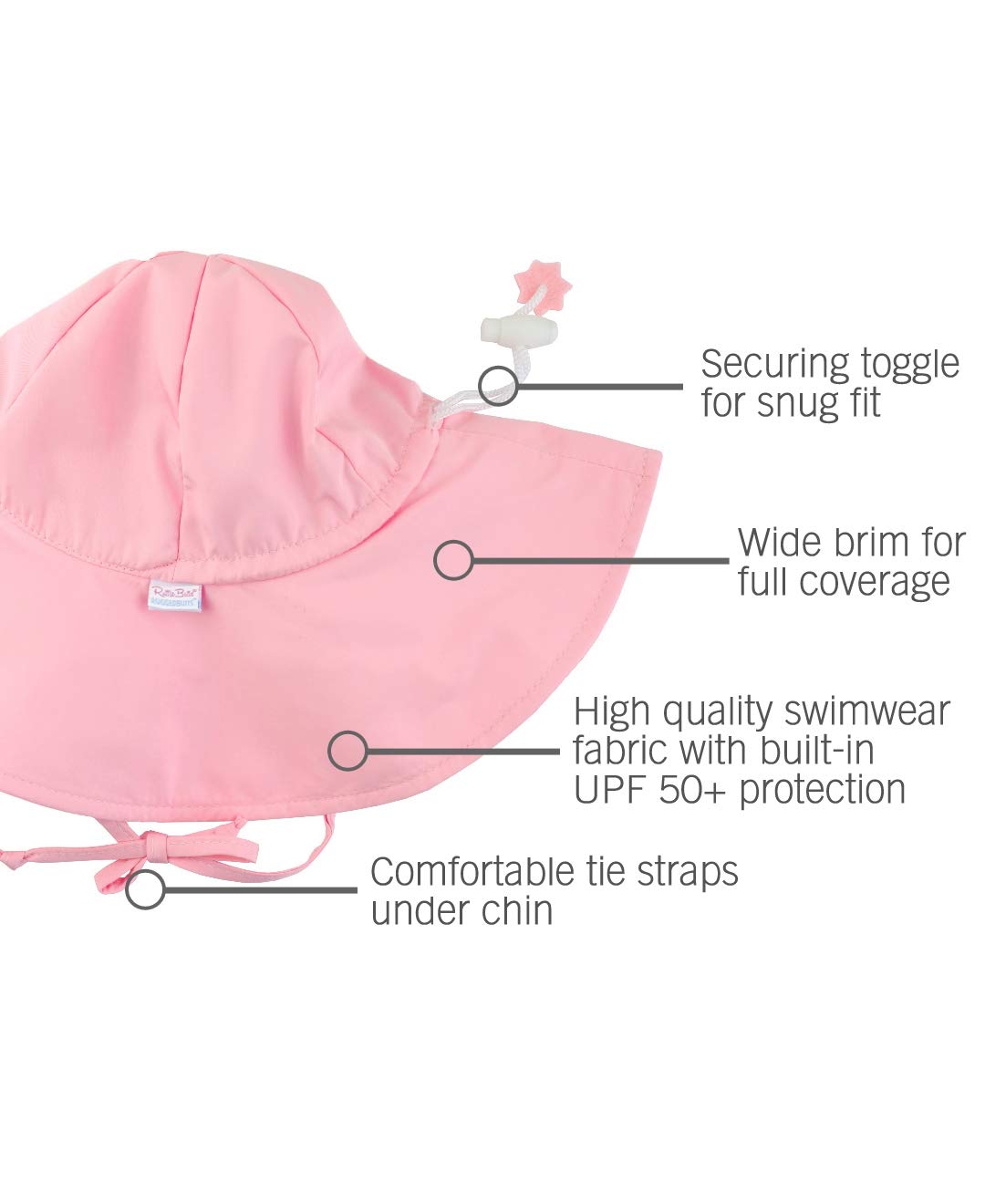 RuffleButts® Baby/Toddler Girls Pink Adjustable Sun Hat w/UPF 50+ Protection - 12-24m