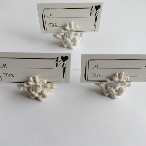 Bi-Sonic Lee 10 Pcs Coral Tree Table Card Holder ,Place Card Holders for Wedding Party Photo Holder Table Number Holders Wedding Decoration (White)