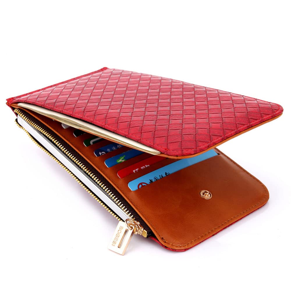 Wallet Long Card Case Ladies Clutch Bag Ladies Wallet Ladies Long Card (red)