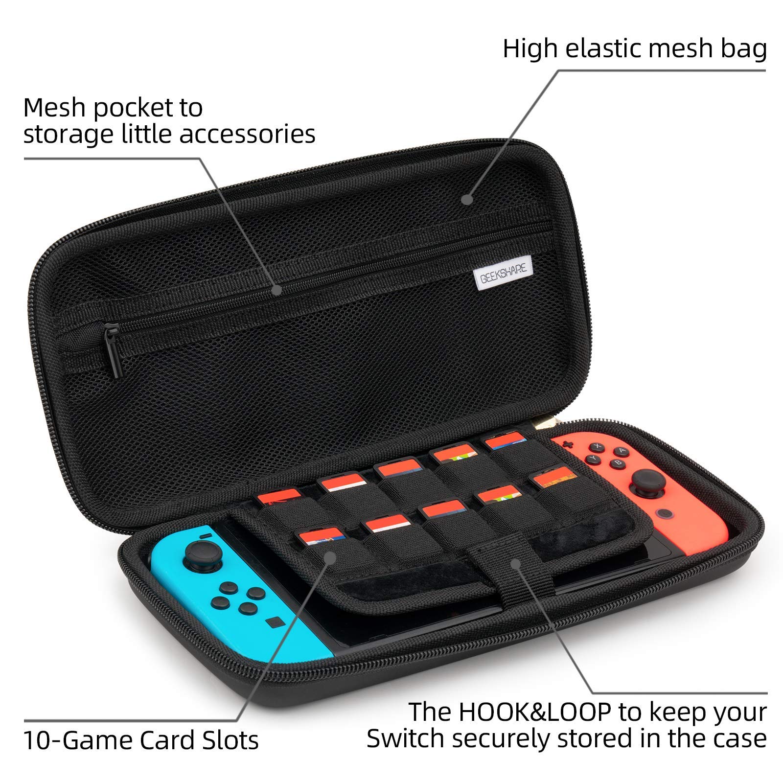 GeekShare Cute Carrying Case Compatible with Nintendo Switch/Switch OLED - Portable Hardshell Slim Travel Carrying Case fit Switch Console & Game Accessories - A Wrist Strap (Land of Mystery)