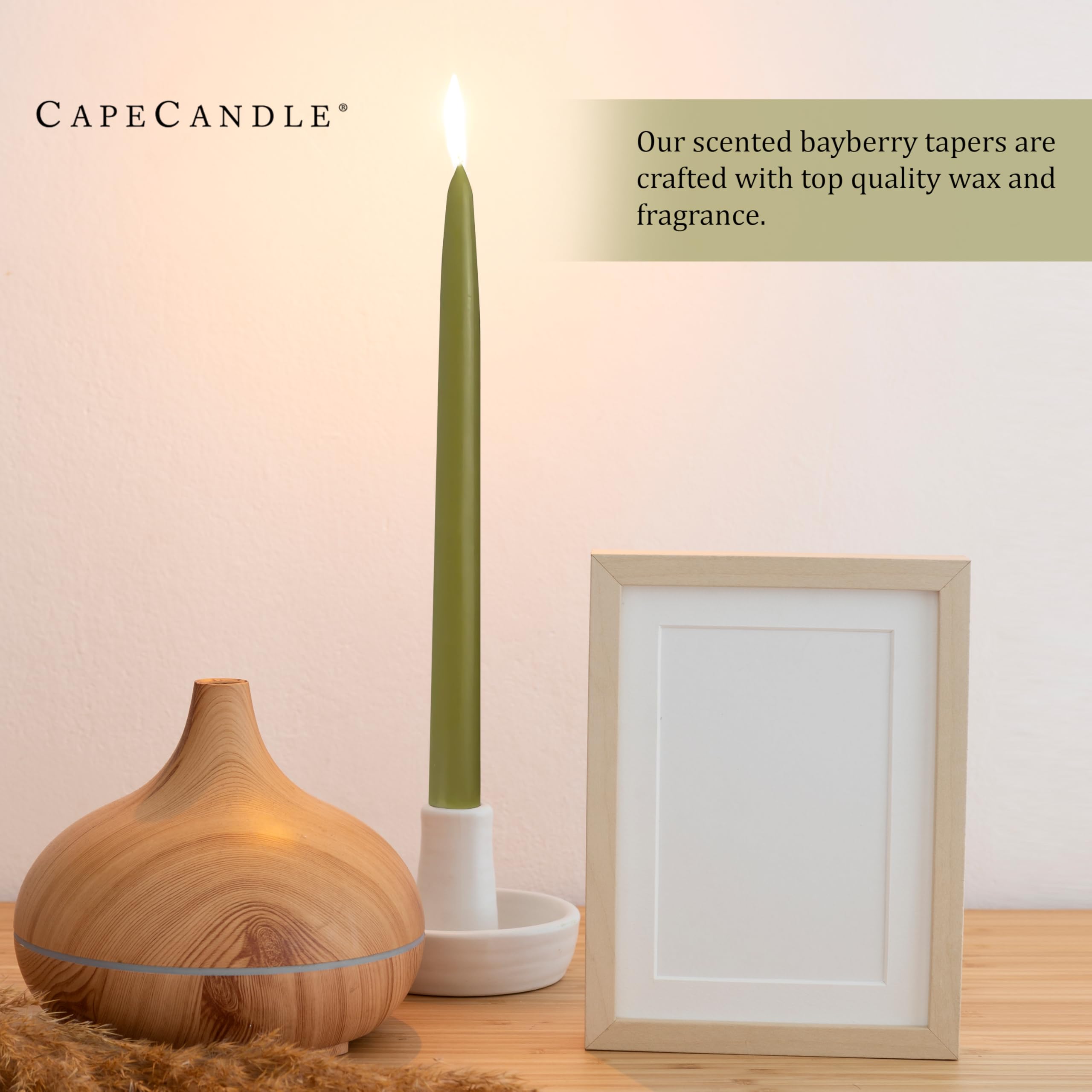 Cape Candle - Scented Bayberry Taper Candles 9β Pair, Bayberry Legend On Box