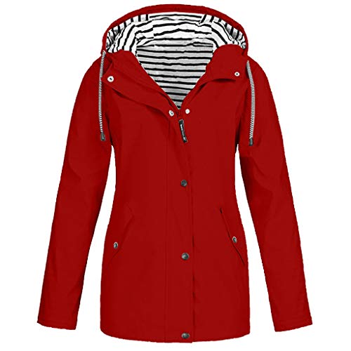 CapsA Women Womens Rain Jacket Outdoor Plus Jackets Waterproof Hooded Raincoat Windbreaker Striped Climbing Hiking Trench Coats