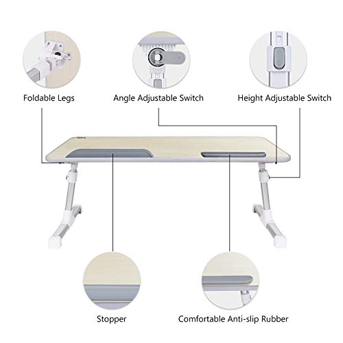Laptop Bed Tray Table, Nearpow Adjustable Laptop Bed Stand, Portable Standing Table with Foldable Legs, Foldable Lap Tablet Table for Sofa Couch Floor - Medium Size