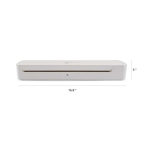 Amazon Basics 12-Inch Thermal Laminator Machine with 20 Assorted Laminating Pouches, White