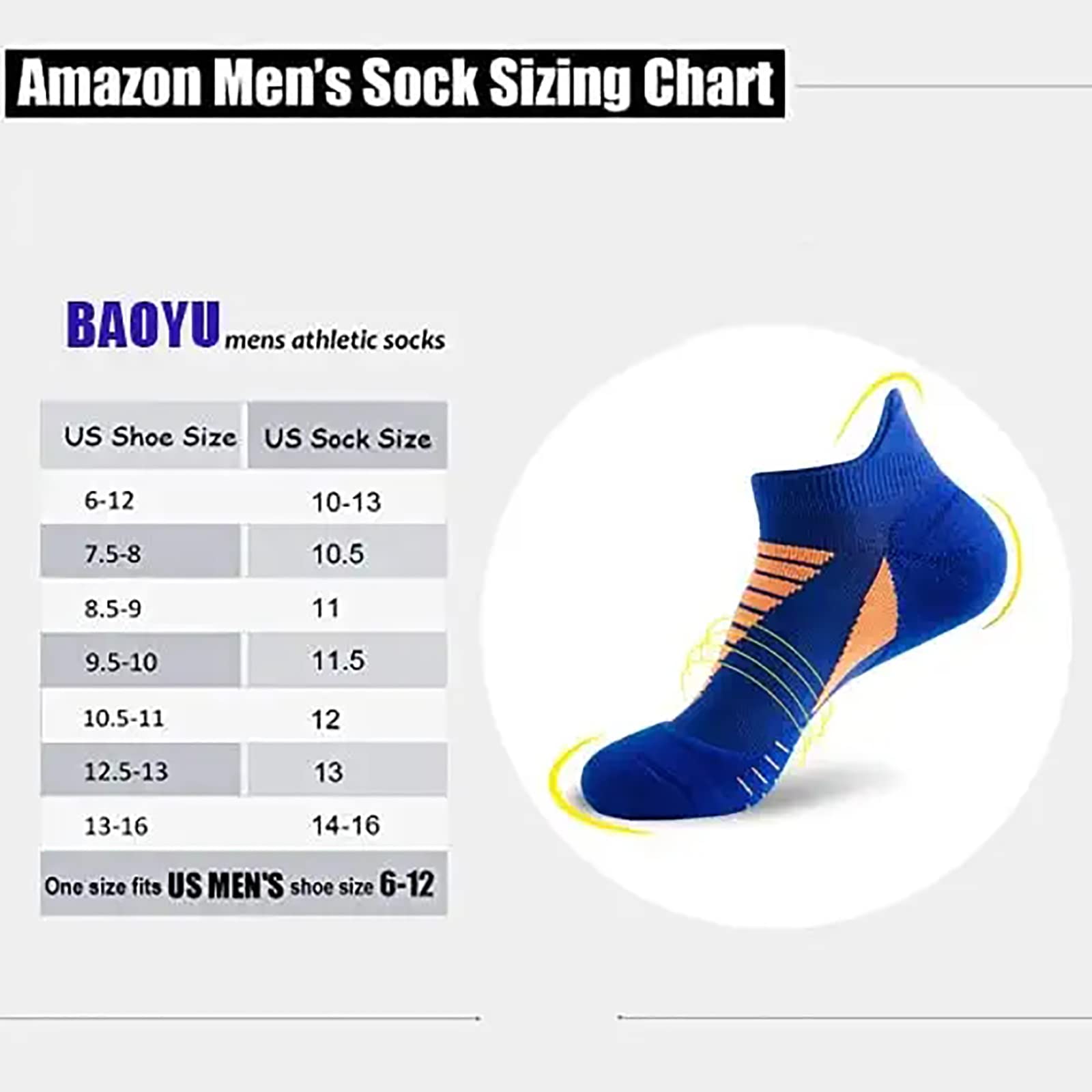 Ankle Socks for Men Women Black Football High Socks Copper Compression Socks Knee High White Socks 6 Pairs