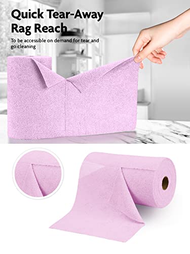 Fantasticlean Microfiber Cleaning Cloth Roll -75 Pack, Tear Away Towels, 12" x 12", Reusable Washable Rags (Purple)
