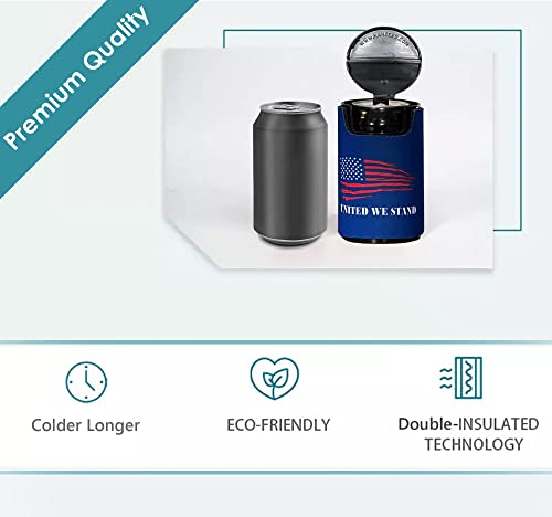 Kanzee Can Cooler Sleeves, Insulated Beer Can Sleeve Covers Easy-On Can Cooler Set of 2 - Assorted Color, Machine Washable, Durable, Stitched Fabric Drink at Good Temperature, Blue and Black 12oz