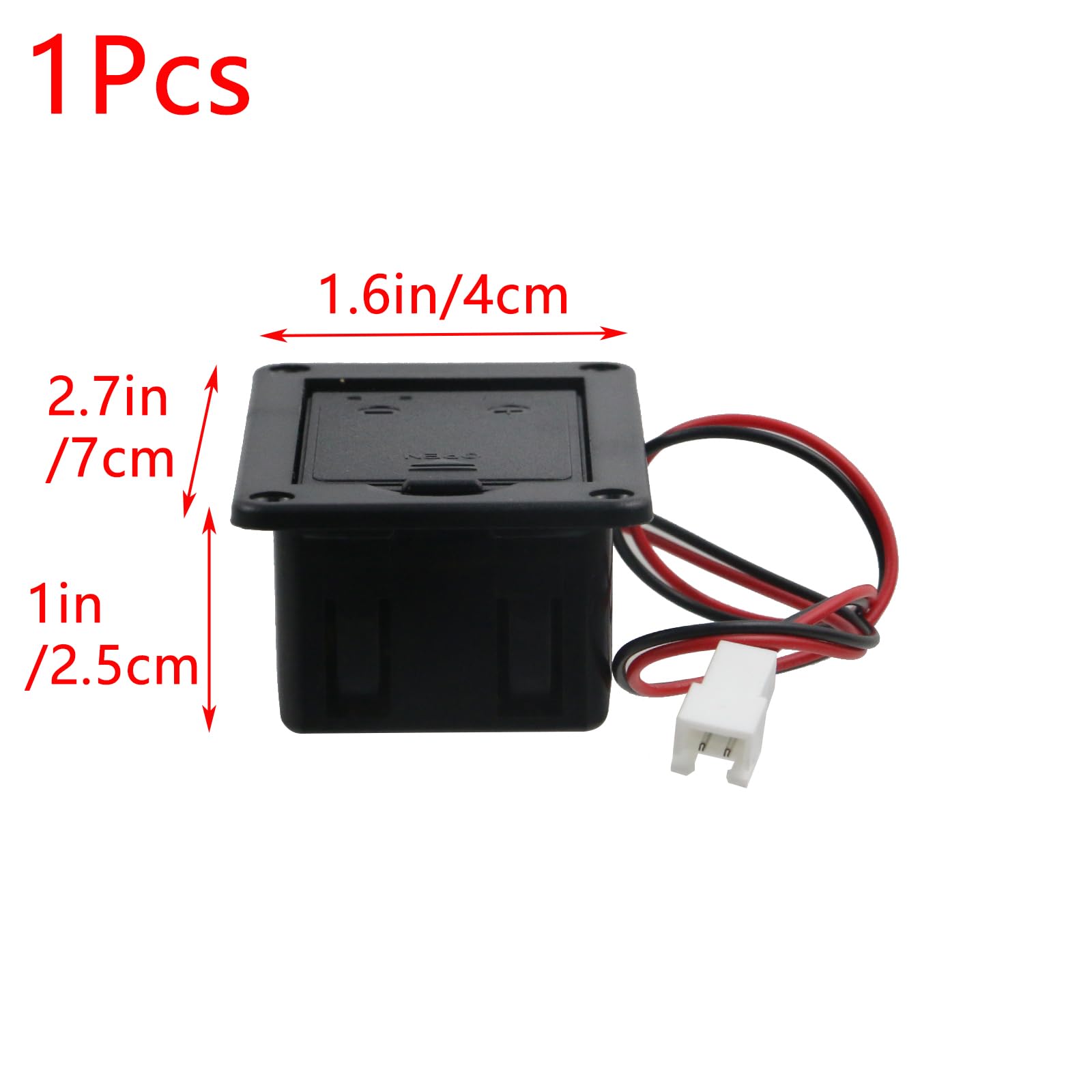 Geesatis 1 pcs 9V Battery Box Case Holder Guitar Plastic 2-Pin Black Pickup Battery for Guitar Bass Pickup Replacement Tool, No Terminal