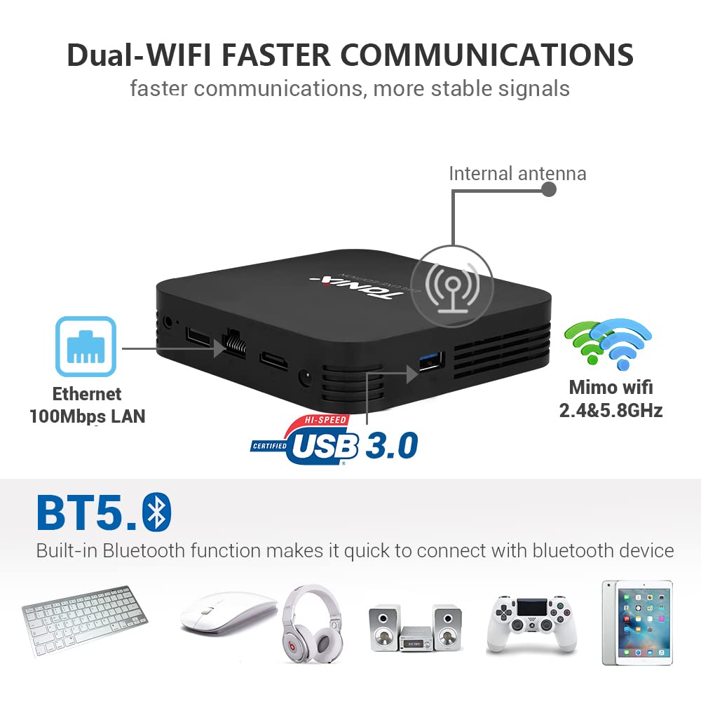 Android 9.0 TV Box, TaNix TX5 Pro Android Box 4GB RAM 64GB ROM Dual Band WiFi 2.4G+5G Quad Core BT 4.2 / Alice UI/Supporting 4K Full HD/3D/HD 2.0/H.265 Smart TV Box