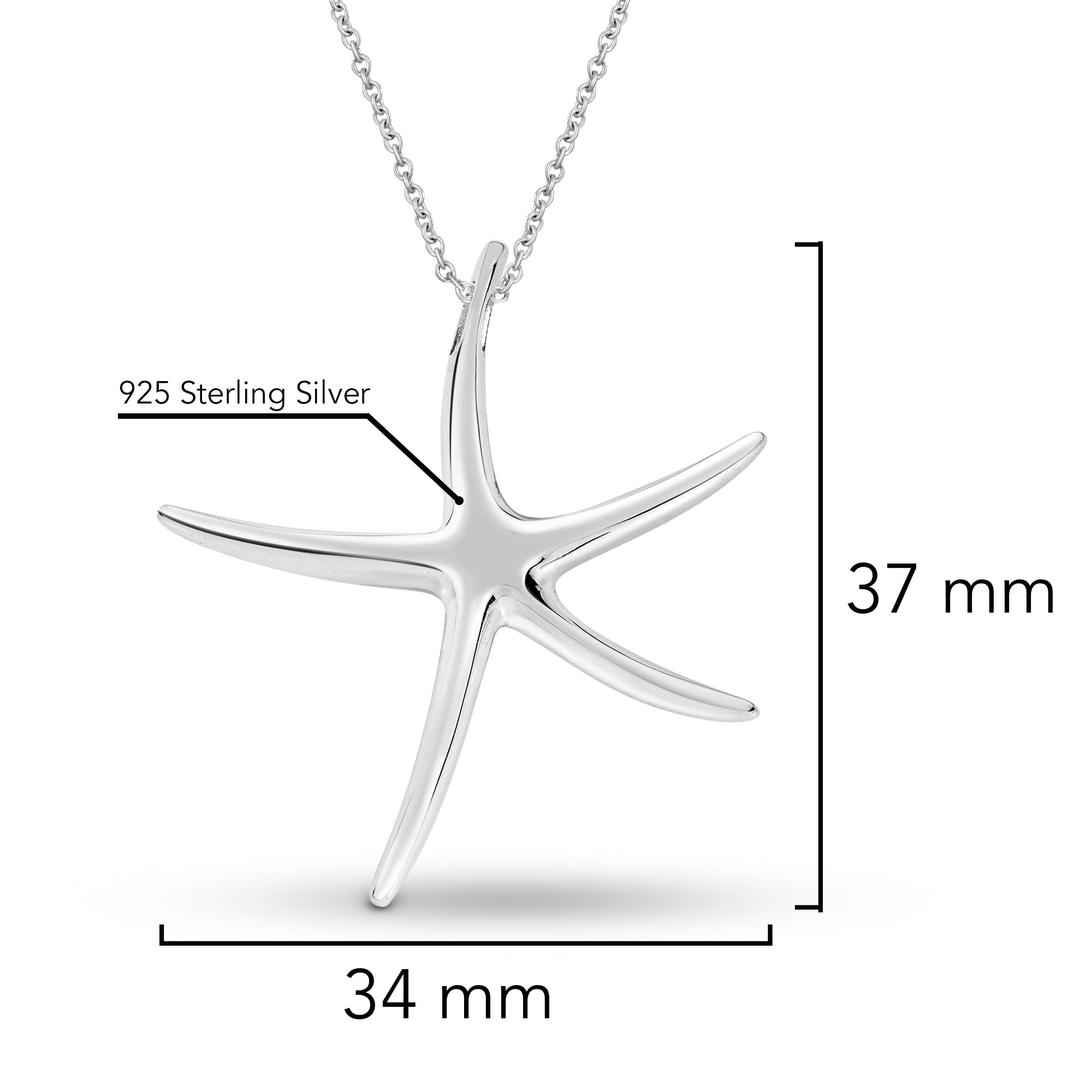 AeraVida Playful Starfish Dance .925 Sterling Silver Pendant Necklace