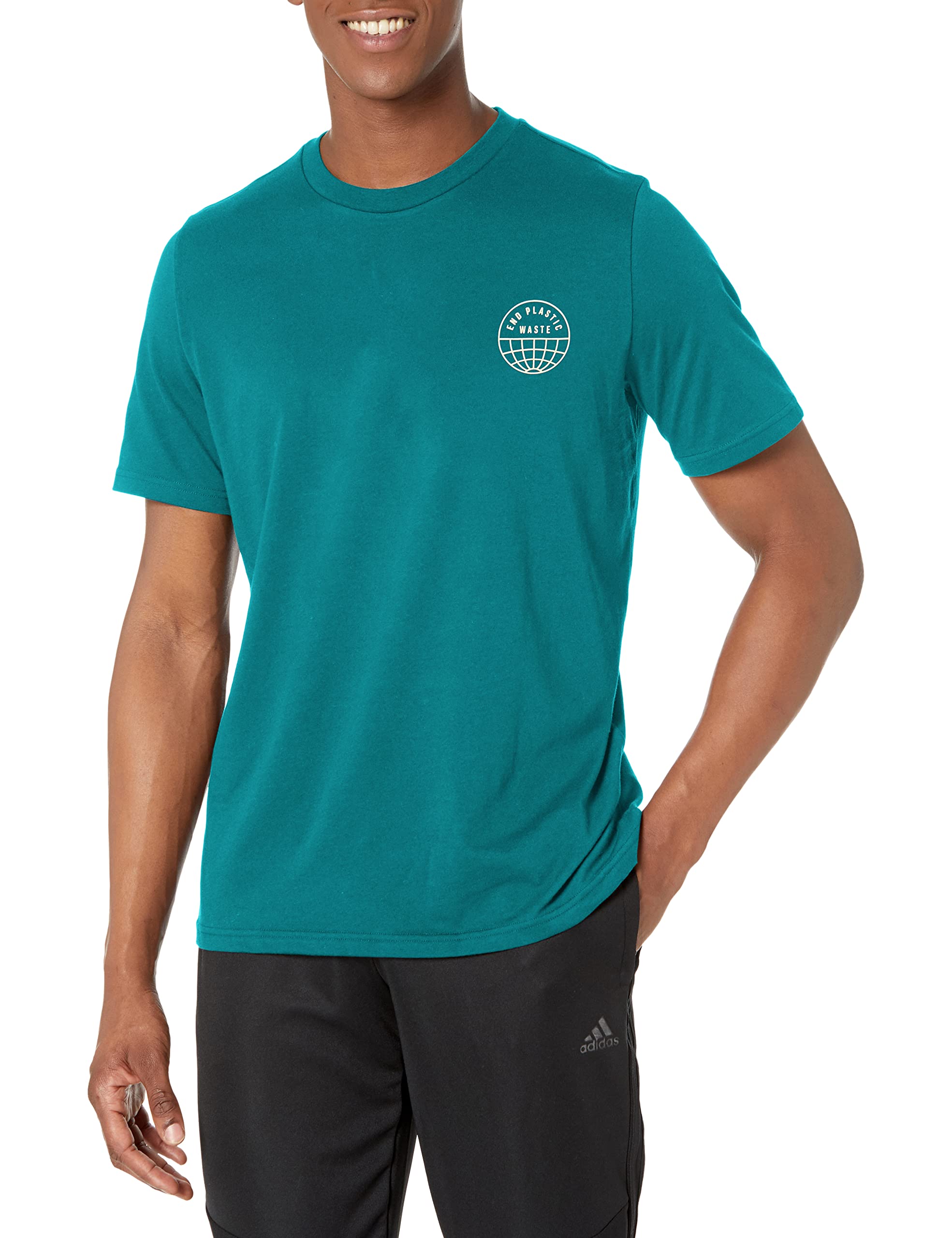 adidas Men's Sustainable Graphic Tee, Legacy Teal, Large