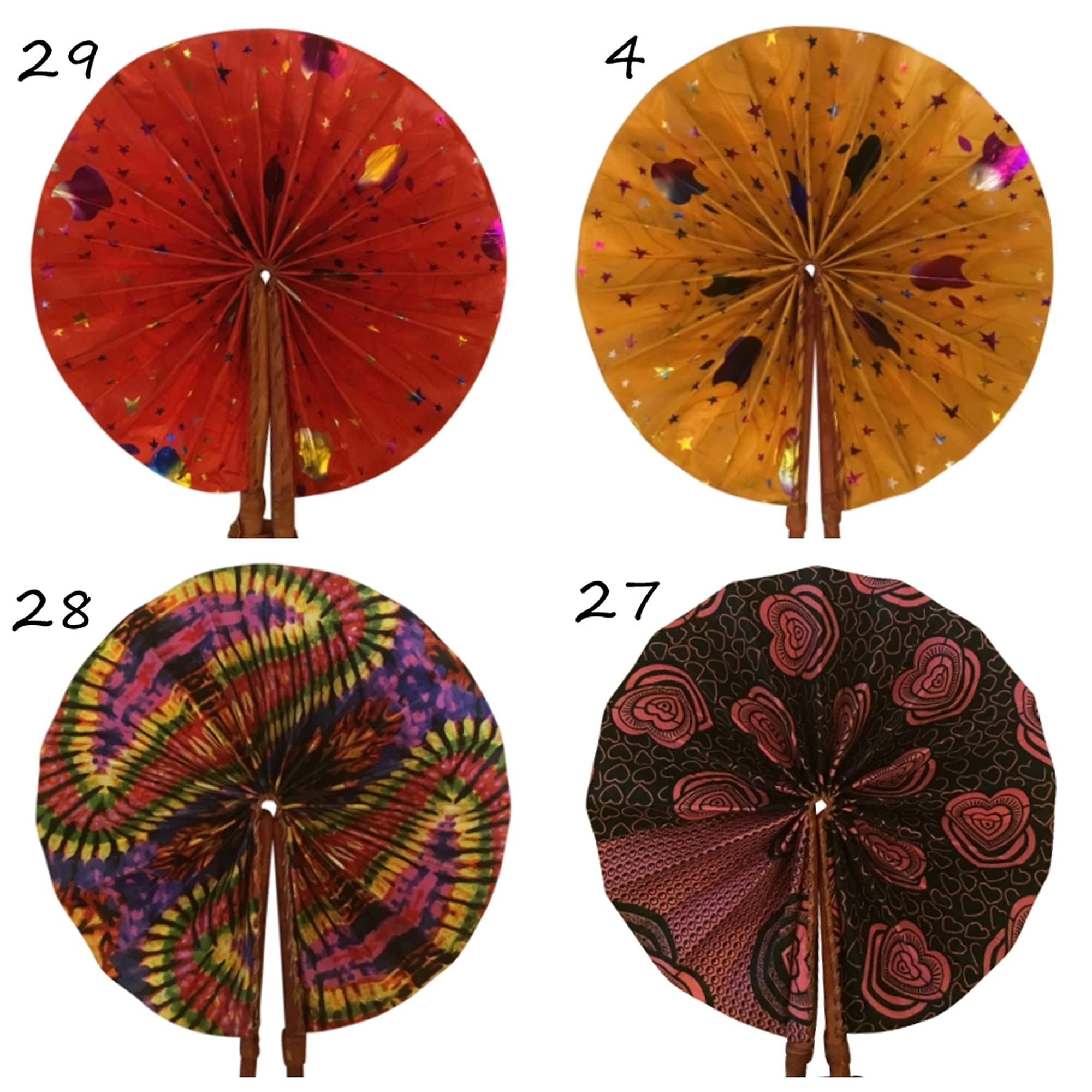 African Folding Hand Fan 3 Pack