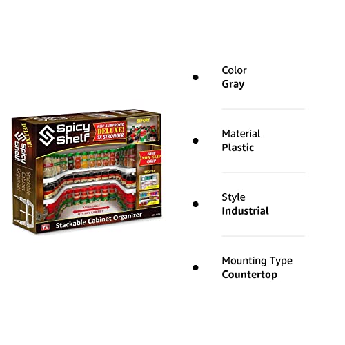 Spicy Shelf Deluxe - Expandable Spice Rack and Stackable Cabinet & Pantry Organizer (1 Set of 2 shelves) - As seen on TV Deluxe (Spicy Shelf Organizer)