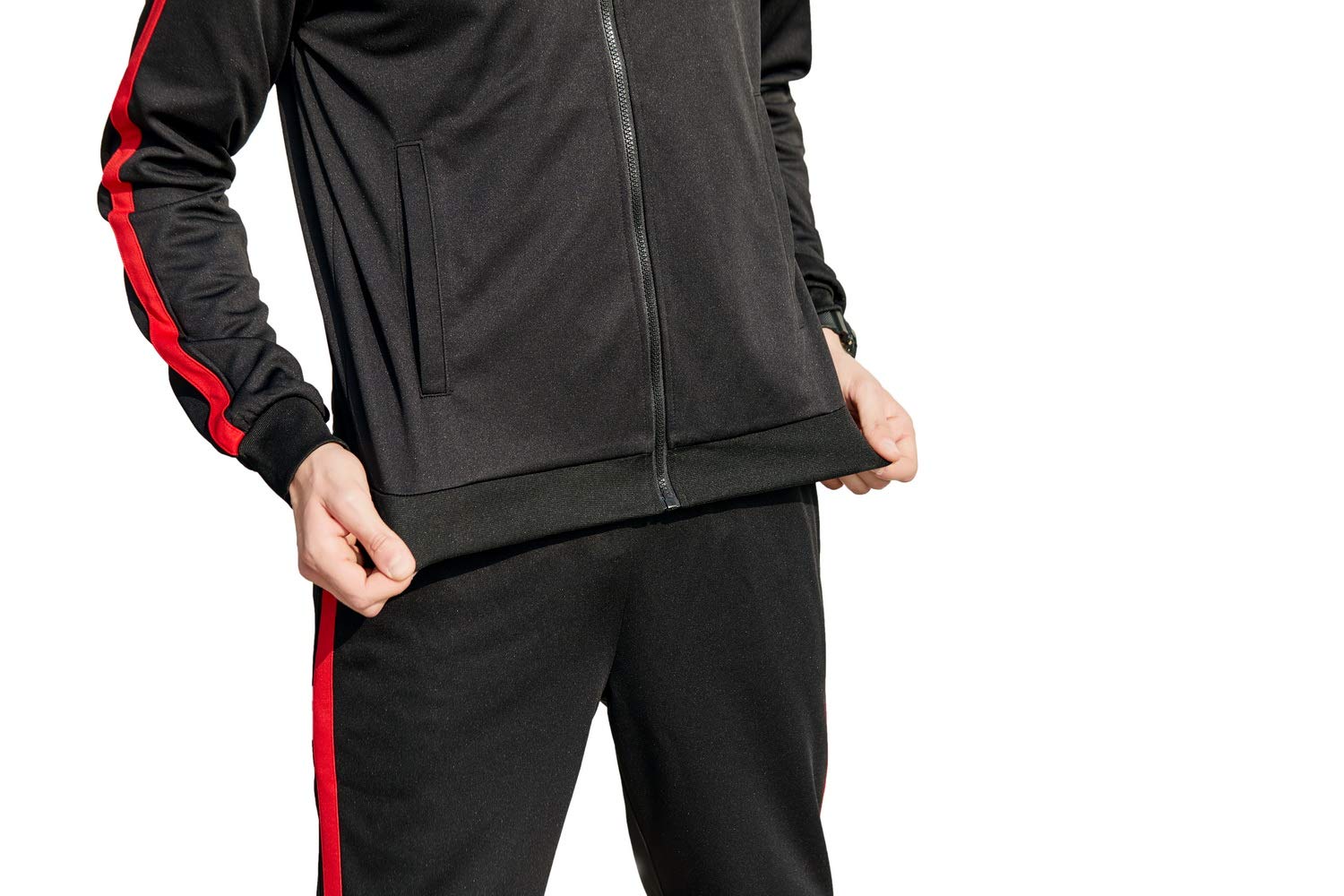 Allviper Activewear Full Zip 2 Pieces Tracksuit Set for Men Black and Red