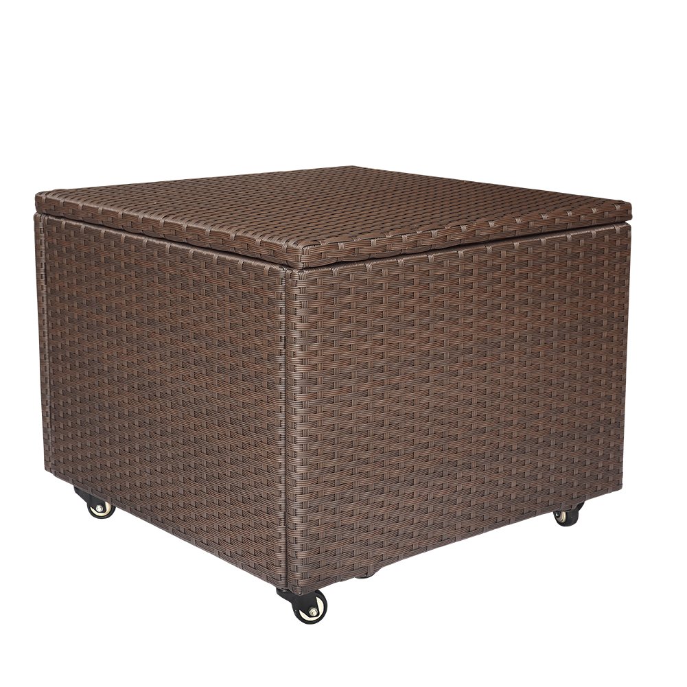 ATR ART TO REAL Outdoor Patio Wicker Storage Container Deck Box Made of Antirust Aluminum Frames and Resin Rattan