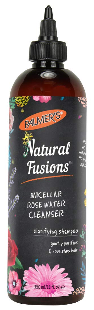 Palmer's Natural Fusions Micellar Rose Water Cleanser for Hair, Clarifying Shampoo, 12 Ounce