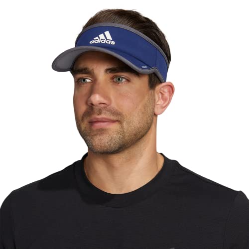 adidas Men's Superlite Adjustable Fit Sport Performance Visor, Dark Blue/Onix Grey/White, One Size